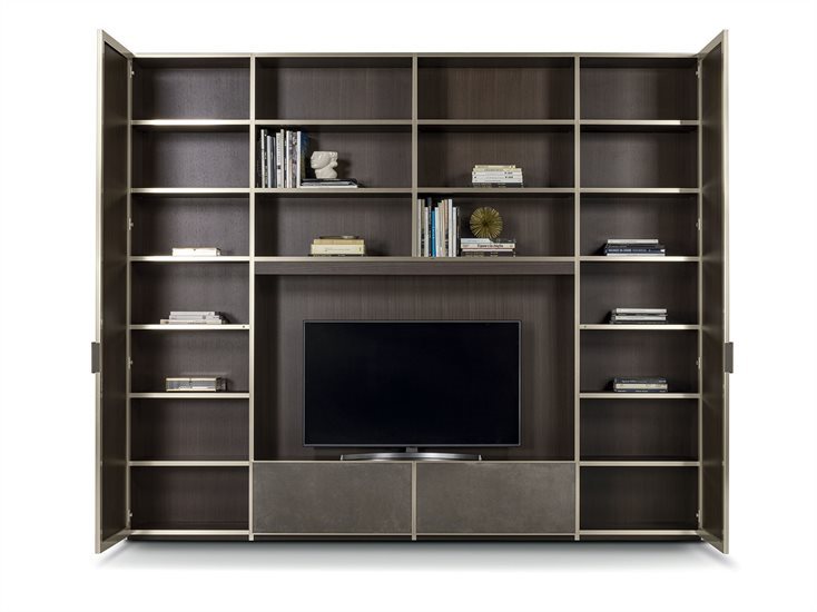 Boiserie with wooden structure for living room Ianus - Longhi.it