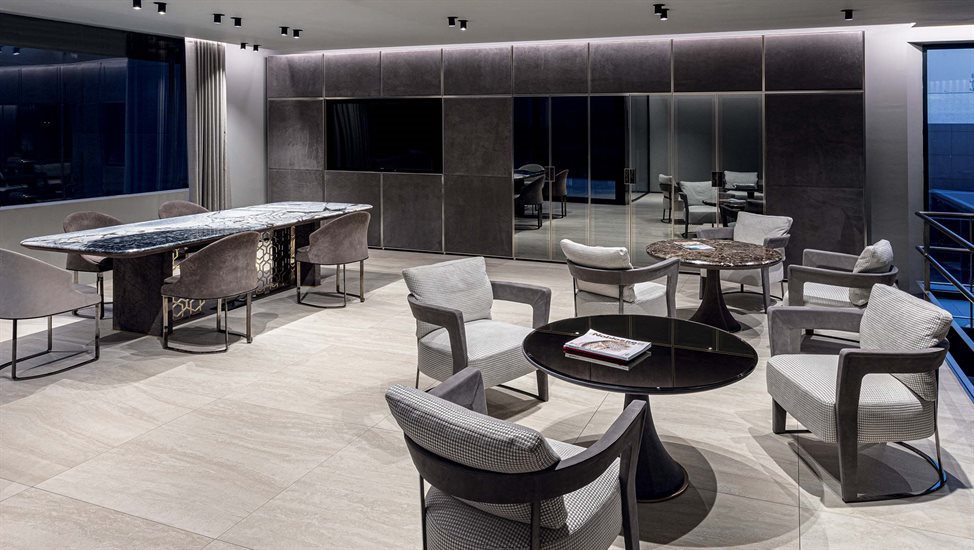 Boiserie with wooden structure for living room Ianus - Longhi.it