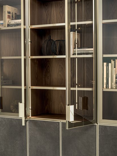 Boiserie with wooden structure for living room Ianus - Longhi.it