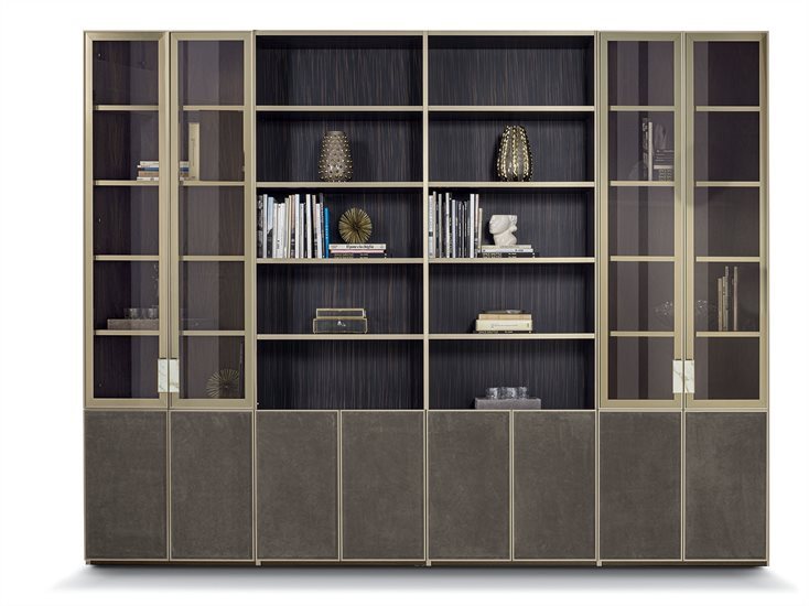 Boiserie with wooden structure for living room Ianus - Longhi.it