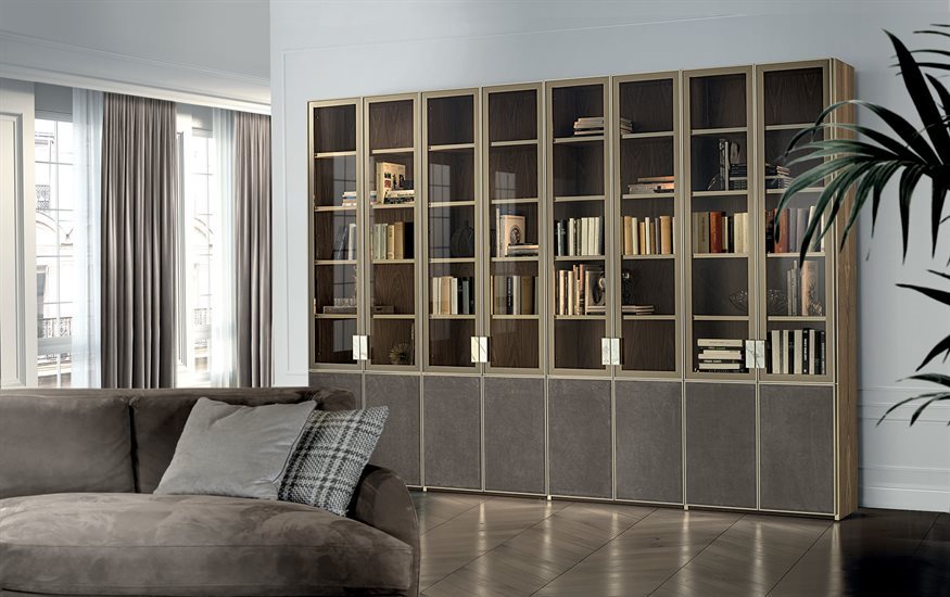 Boiserie with wooden structure for living room Ianus - Longhi.it