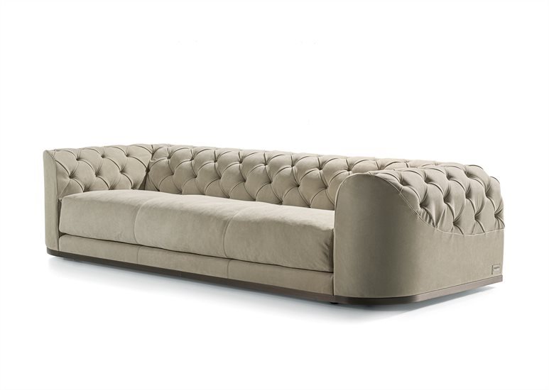 Modern sofa with backrest and capitonné armrest Milton - Longhi.it